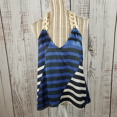 Alexis Womens Striped Plastic Chain Neck Halter Top Blouse Size Small ...