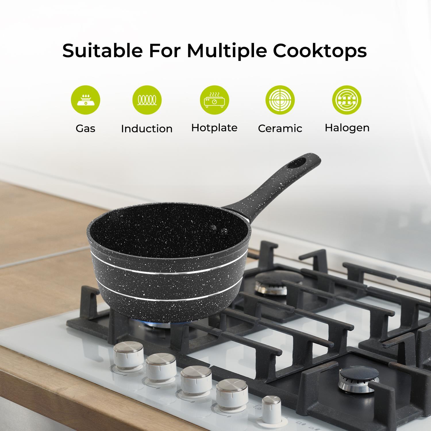 Non-Stick Milk Pan Saucepan Forged Aluminium Granite Coating Tea Pan 14 ...