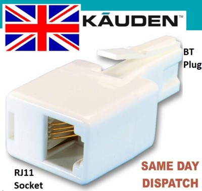 UK BT Telephone Plug To RJ11 Socket Adapter Connector Plug Straight ...