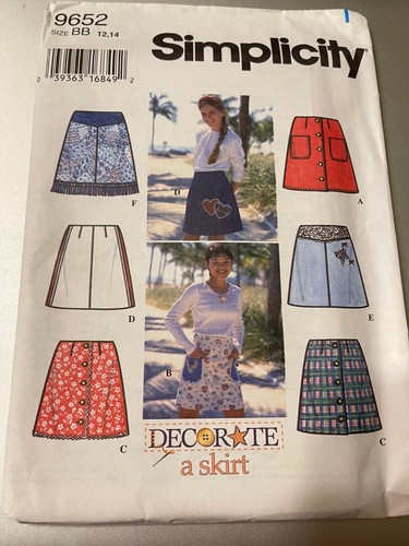 Simplicity Pattern 9652 Girls A-Line Skirt w/Trim Variations ~ Sz 12 14 ...