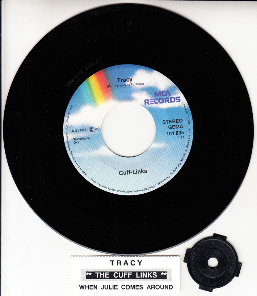 THE CUFF LINKS Tracy PICTURE SLEEVE 7" 45 rpm record NEW + jukebox ...