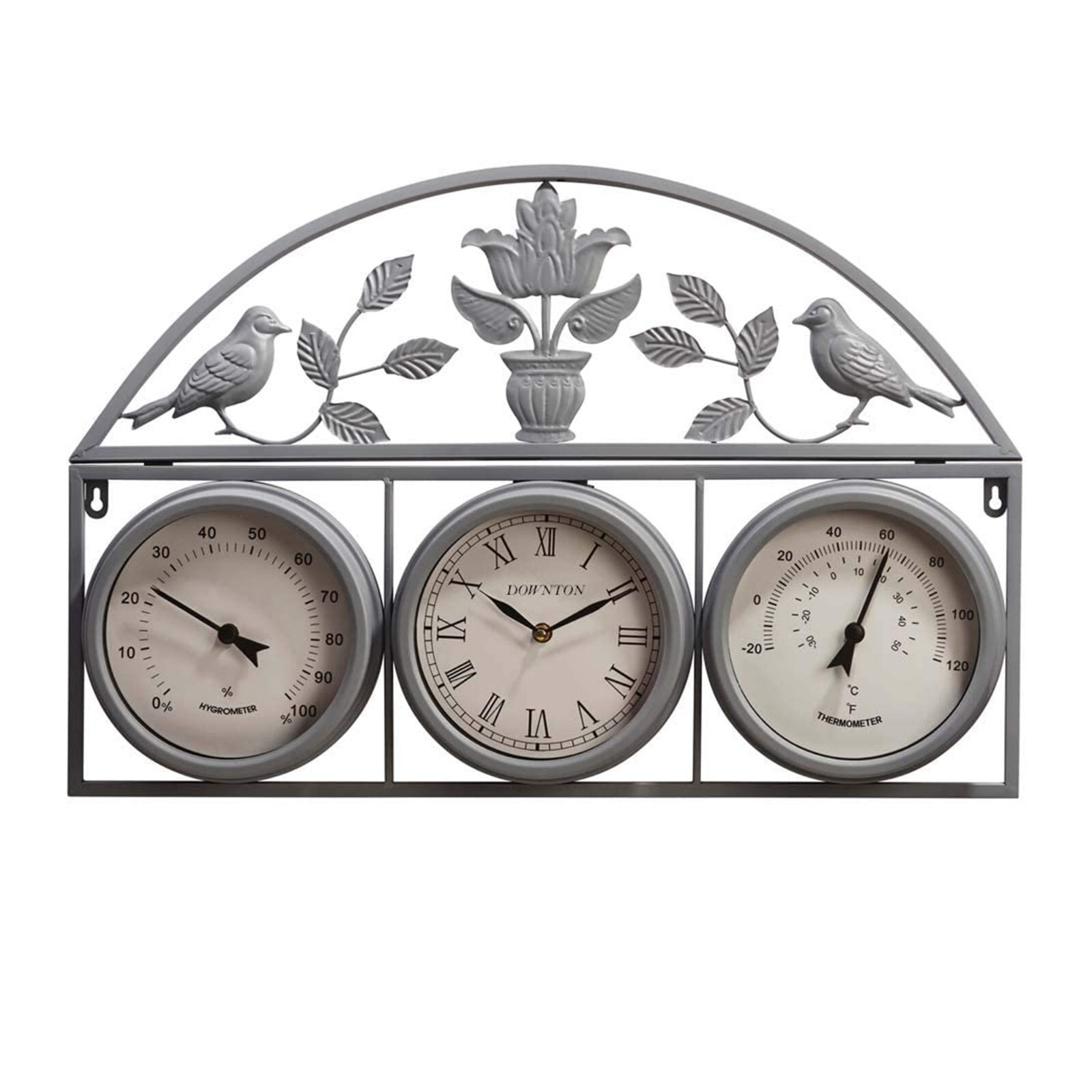 67cm Garden Wall Weather Station Clock Analog Thermometer Waterproof ...