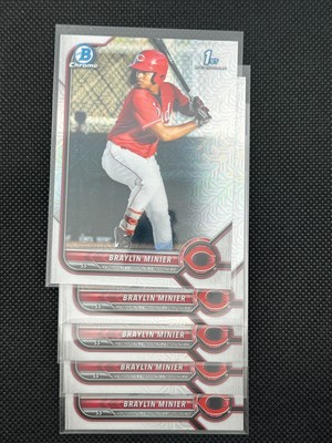 5x 2022 Bowman Mega Box MOJO Refractor Braylin Minier BCP-93 Reds 9822 ...