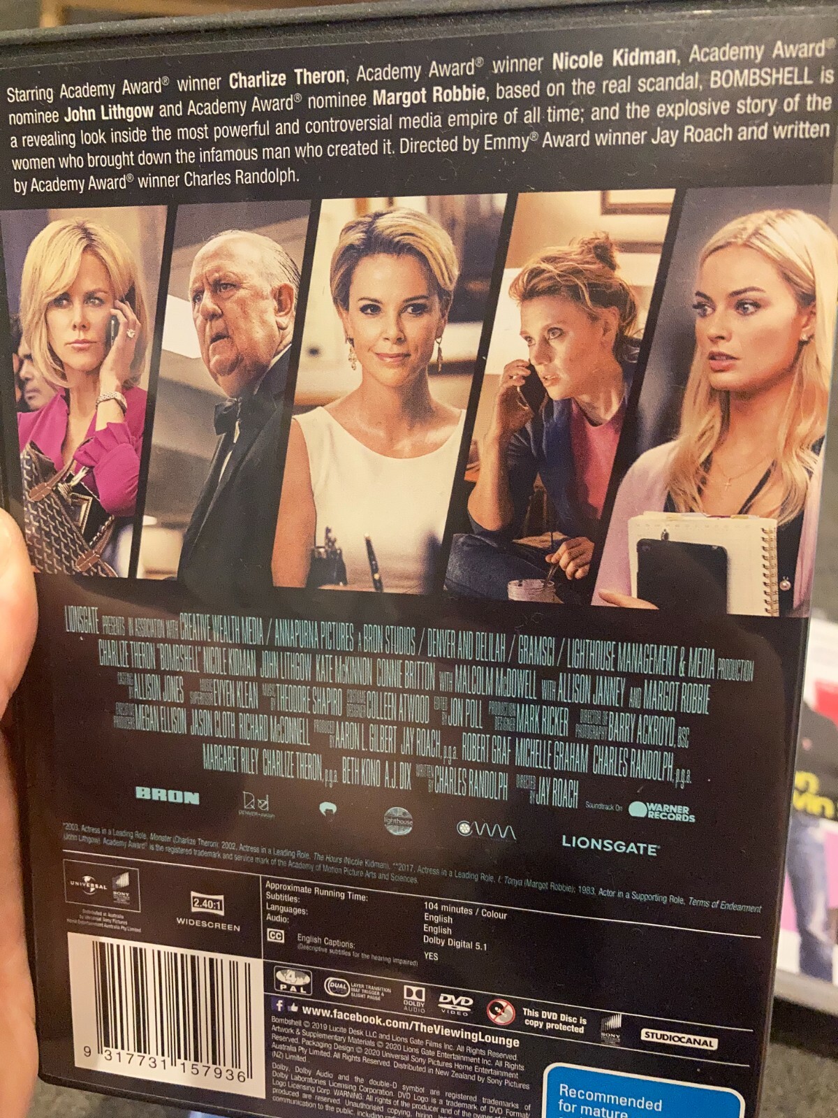 Bombshell region 4 DVD (2019 Charlize Theron / Nicole Kidman drama ...