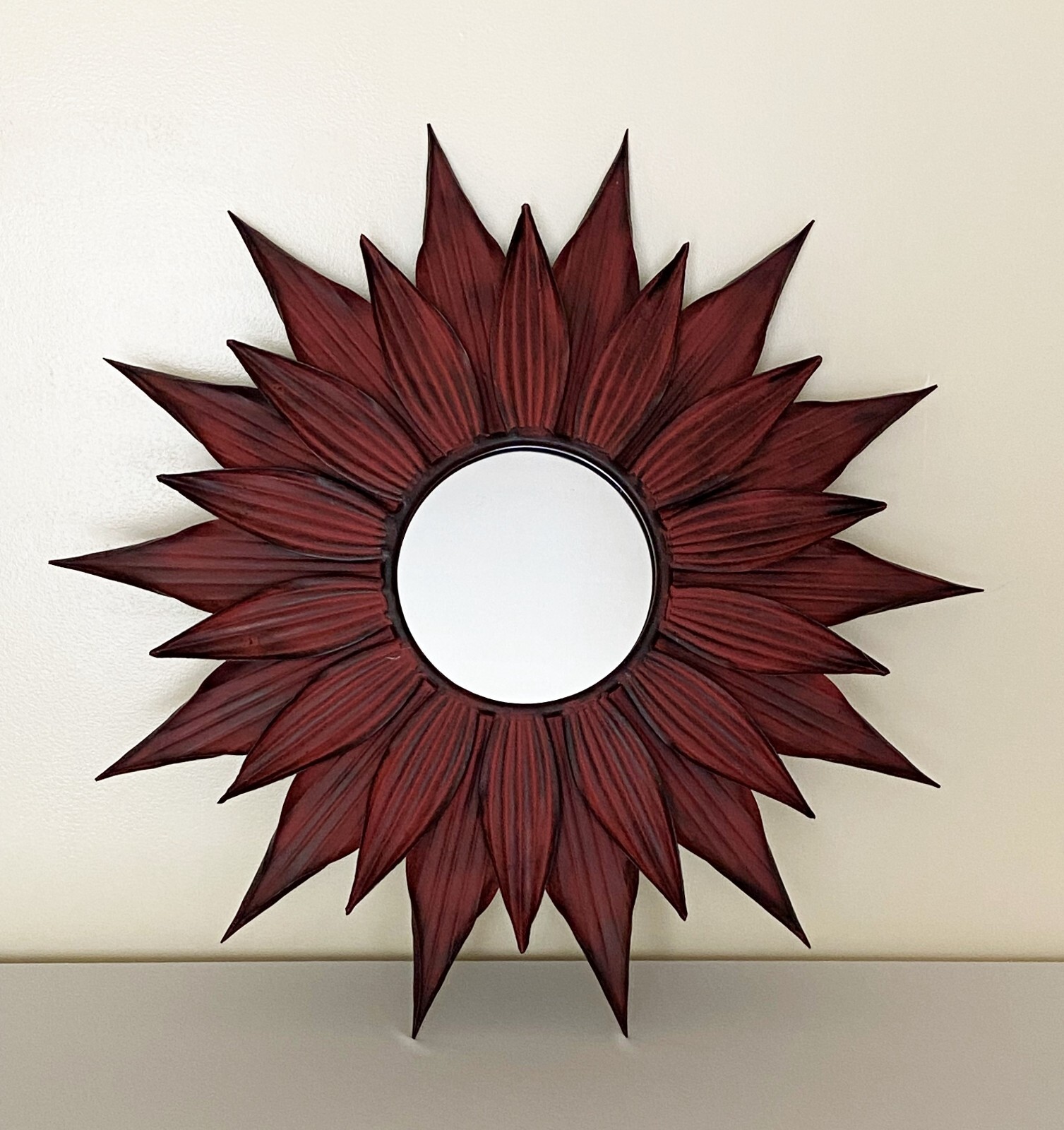 Vtg. Pier 1 Wall Mirror Sunburst Star Flower Shaped Round Mirror Metal ...