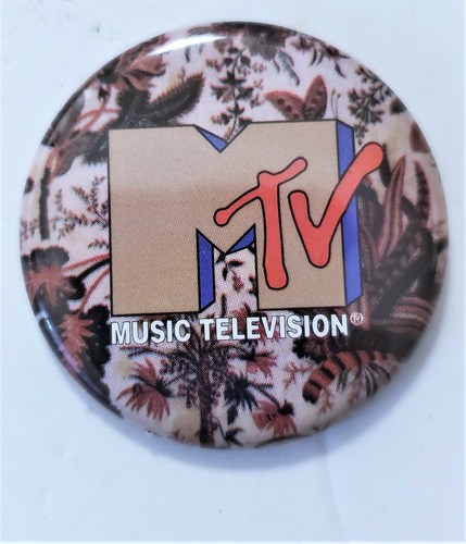 RARE Vintage MTV Channel Music Television Floral Print Metal Pinback ...