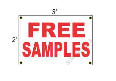 2x3 FREE SAMPLES Red & White Banner Sign NEW Discount Size & Price FREE ...