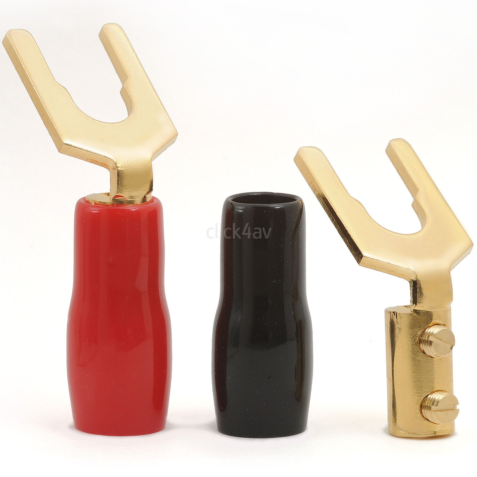 4x Large Angled Speaker Spade Terminal Connectors Twin Screw 10mm Jaw ...