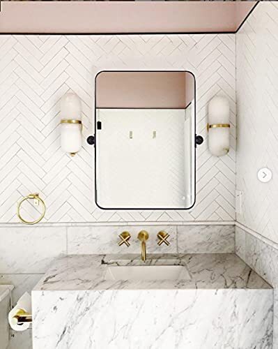 20" " Black Metal Framed Pivot Rectangle Bathroom Mirror Tilting ...