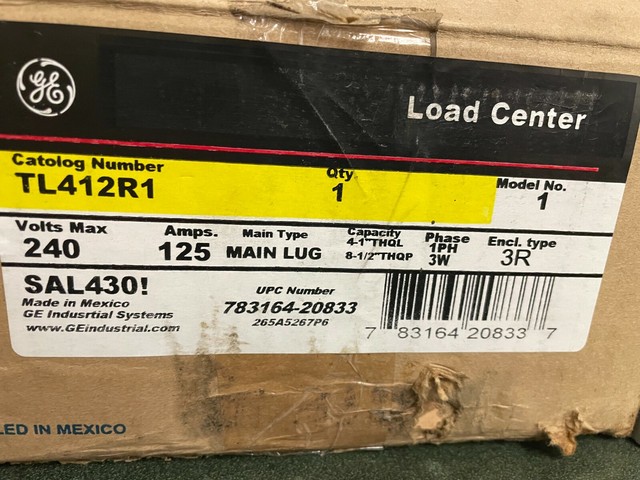 GE Tl412r1p Outdoor Main Lug Load Center 125 Amp for sale online | eBay