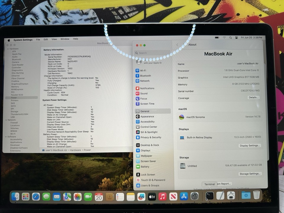 Apple MacBook Air A1932 Intel Core i5-8210Y @ 1.6GHz 8GB RAM 128GB SSD ...