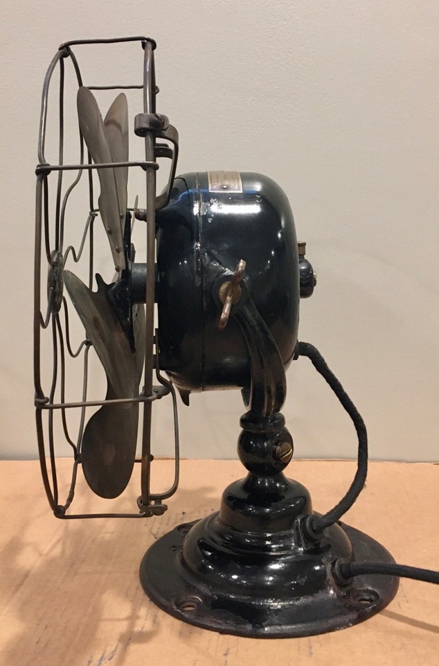 Circa 1917 Emerson type 19666 stationary fan with six brass blade and ...