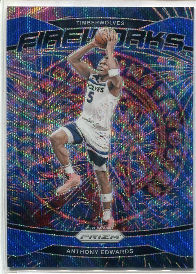 2024-25 Panini Prizm - Fireworks Anthony Edwards #25 Blue Wave Prizm ...