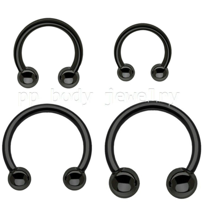 PAIR 16G Anodized Surgical Steel Horseshoe Circular Barbell Earring Lip ...