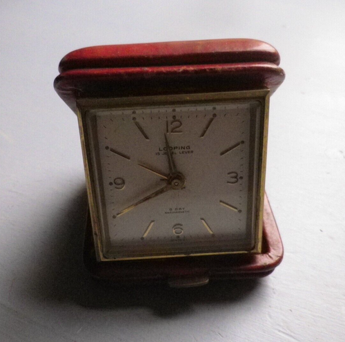 Vintage Looping 8 day folding travel clock, 15 jewel lever ...