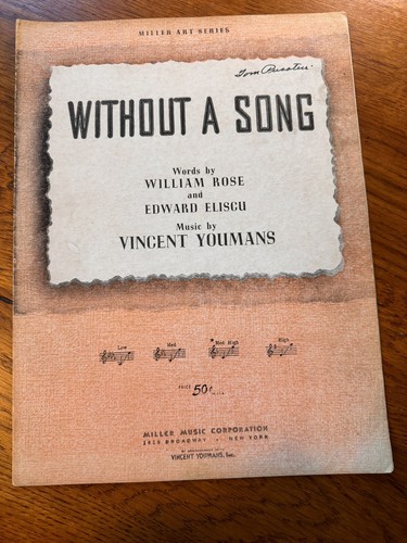 Vintage 1929 Sheet Music Without A Song Great Day Vincent Youmans ...