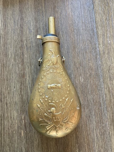 US Military Issued Civil War Era Brass “Peace” Gun Powder Flask | eBay