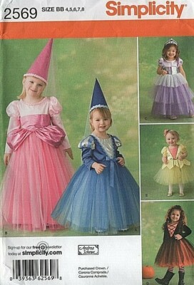 GIRL'S PRINCESS GOWNS, FAIRY or WITCH! Simplicity Pattern - Sz 4-8 | eBay