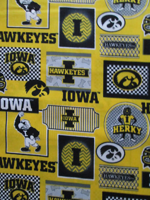 IOWA HAWKEYES UNIVERITY OF BLOCKS CIRCLES COTTON FABRIC FQ | eBay