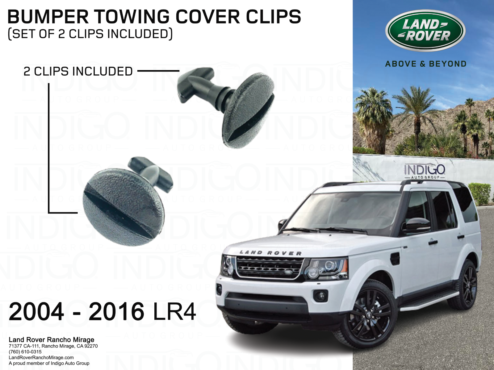 Land Rover LR4 Bumper Towing Eye Hook Cover Clips Set DYR500010-LR4 x 2 ...