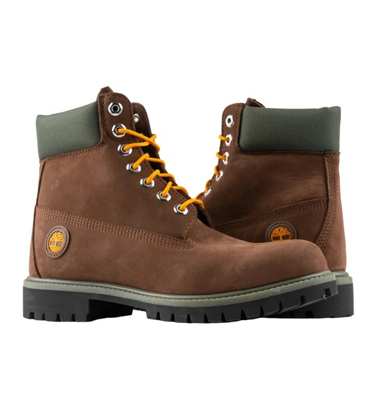 Timberland 6-Inch Premium Waterproof Brown Nubuck/Green Men's Boots ...