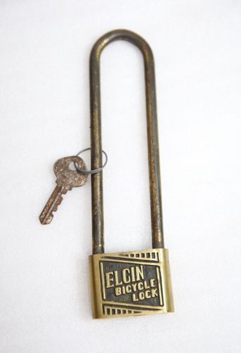 Vintage Elgin Bicycle Lock Prewar Antique Brass Bicycle Accessory w ...