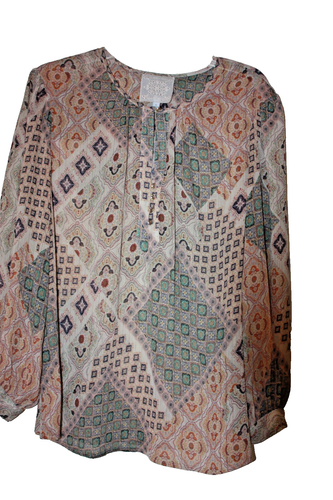 Johnny Was Jade Samahil Peasant Top with Crystal Buttons Womens Sz ...