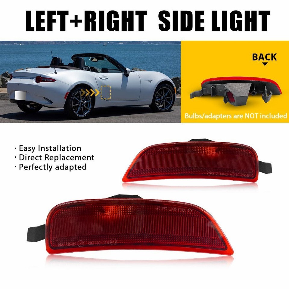 Pair Rear Side Bumper Marker Signal Light Red Lens Fit MAZDA 2016-23 MX ...