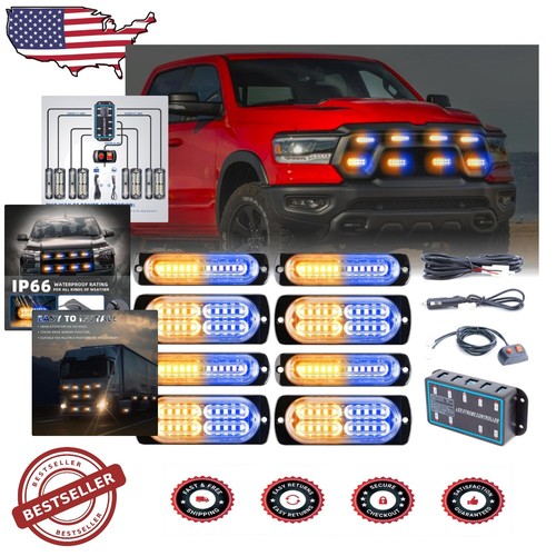8pc High-Brightness LED Strobe Grille Lights with Sync Feature for ...