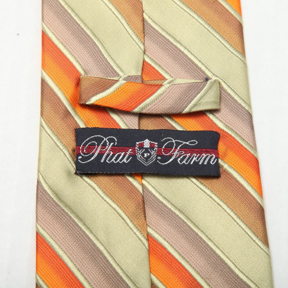 Phat Farm Tie Gold Orange Beige Stripes 4"x 58-1/2" | eBay
