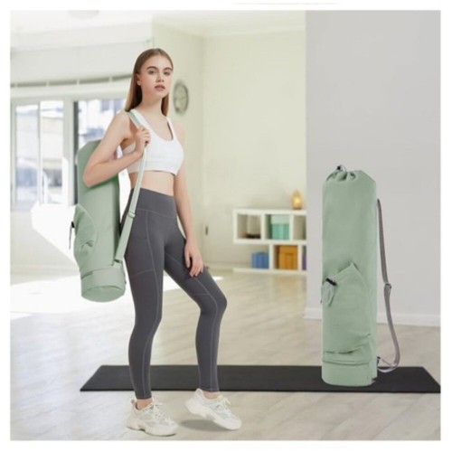 Large Capacity Sports Mat Bag Full-Zip Canvas Pilates Mat Backpack ...