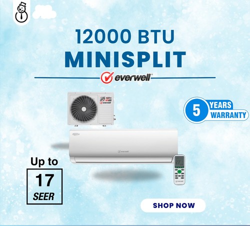 EVERWELL 12,000 BTU AC MINISPLIT HEAT & COOL UP TO 17 SEER 220 VOLTS | eBay