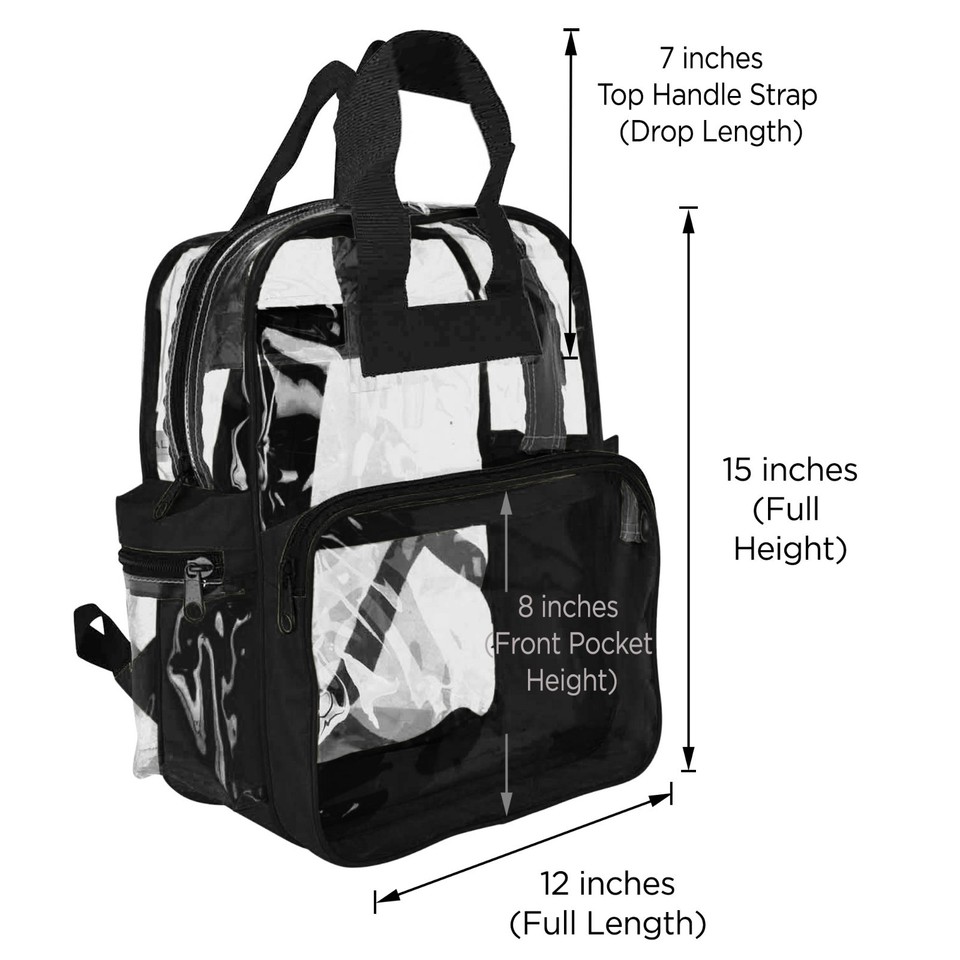 TRANSPARENT CLEAR BACKPACK SECURITY SCHOOL BAG PVC TSA COMPLIANT TRAVEL ...