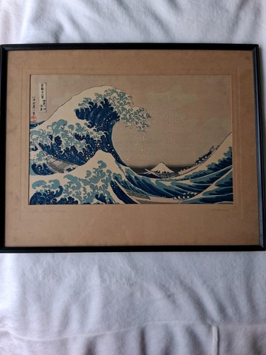 Antique Hokusai : The Great Wave Off Kanagawa. Japanese Shima Woodblock ...