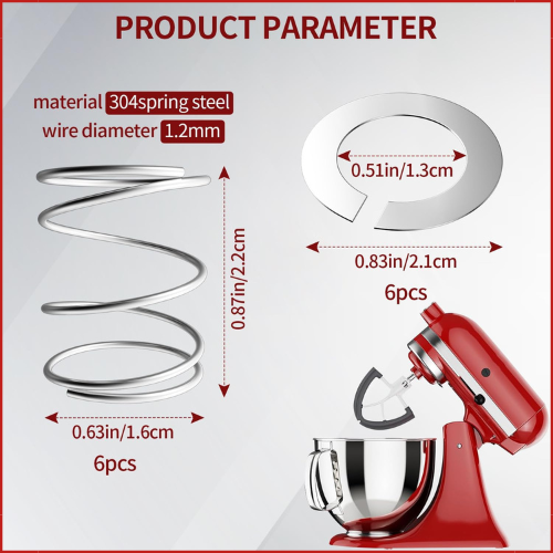 6 Pack Stainless Spring and Washer for Kitchenaid Mixer Parts ...