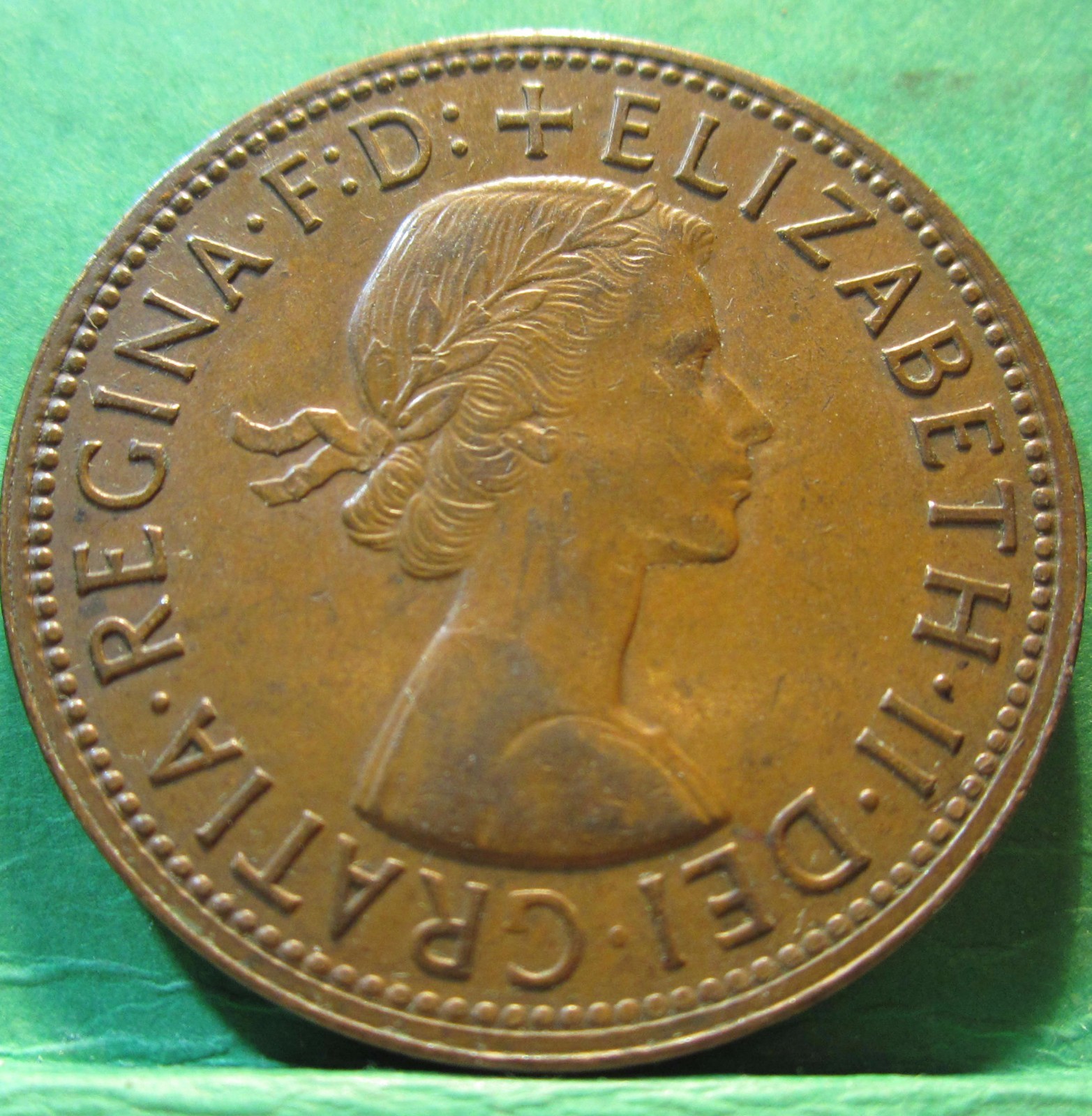 1955 Australia 1d Penny ** ERROR DELAMINATION ** #2252 =HIGH GRADE ...