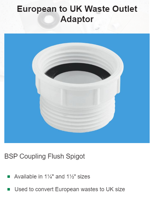 McAlpine Waste Outlet Adaptor 32m (1¼")S12A-F / 40mm(1½")T12A-F/ 40MM ...