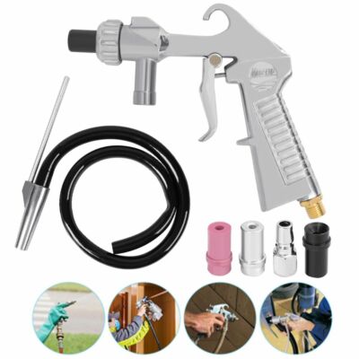 Air Sandblasting Gun Kit w/ Siphon Feed Nozzles & Pipe Sandblaster Sand ...