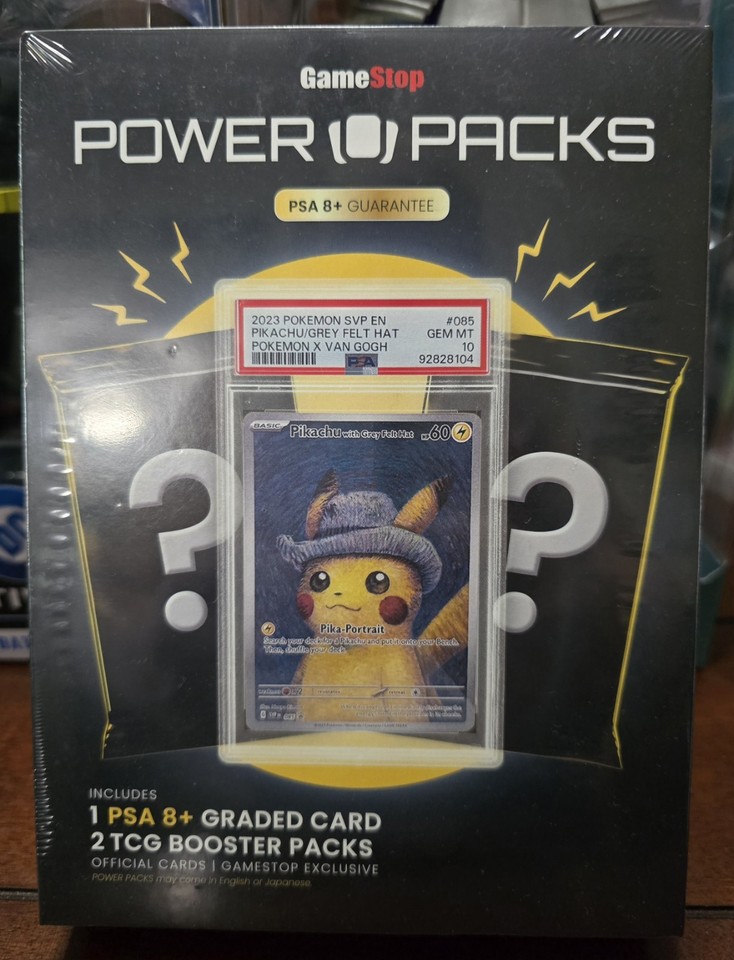 GameStop Power Packs - 2 TCG Booster Packs + 1 PSA 8+ Graded Card ...