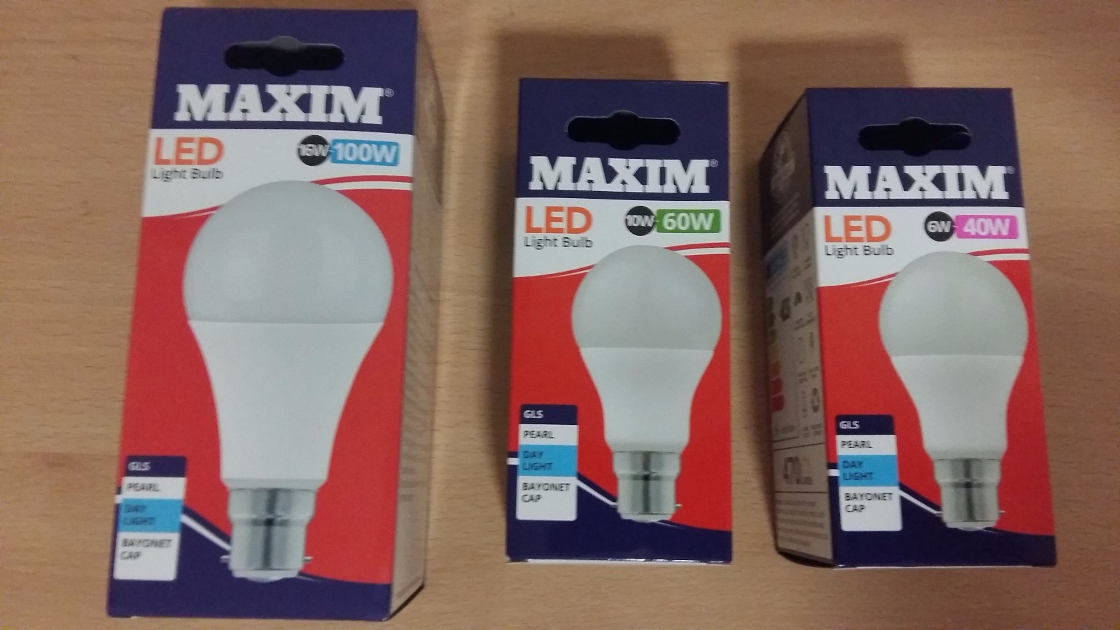 Maxim LED GLS Bulbs 6w 10w 13w BC B22 ES E27 Day Light White 6500K 40w ...