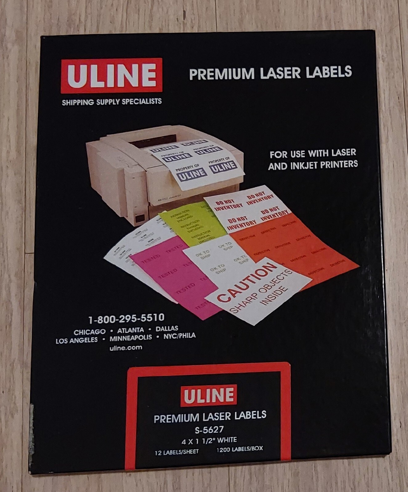 ULINE Premium 4 x 1-1/2 Laser Labels S-5627 1200 Labels 12 per sheet 4 ...