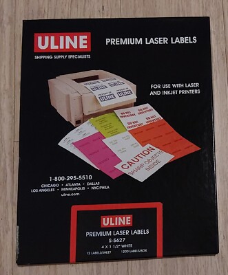 ULINE Premium 4 x 1-1/2 Laser Labels S-5627 1200 Labels 12 per sheet 4 ...