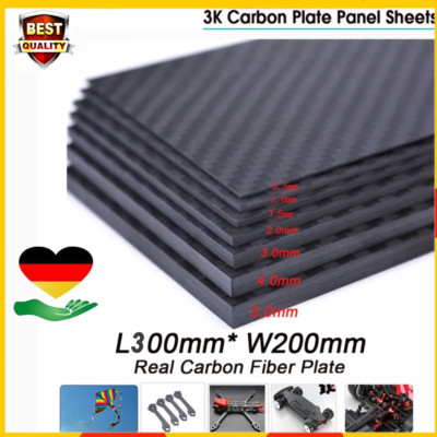 Carbon Platte 200mm x 300mm Hochglanz 0,5mm 1mm 2mm 3mm CFK Kohlefaser ...
