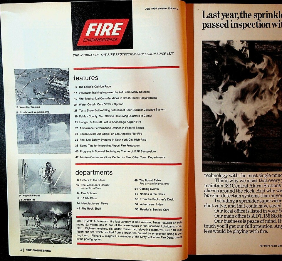 Fire Engineering Magazine July 1975 Los Angeles Pier Fire San Antonio ...