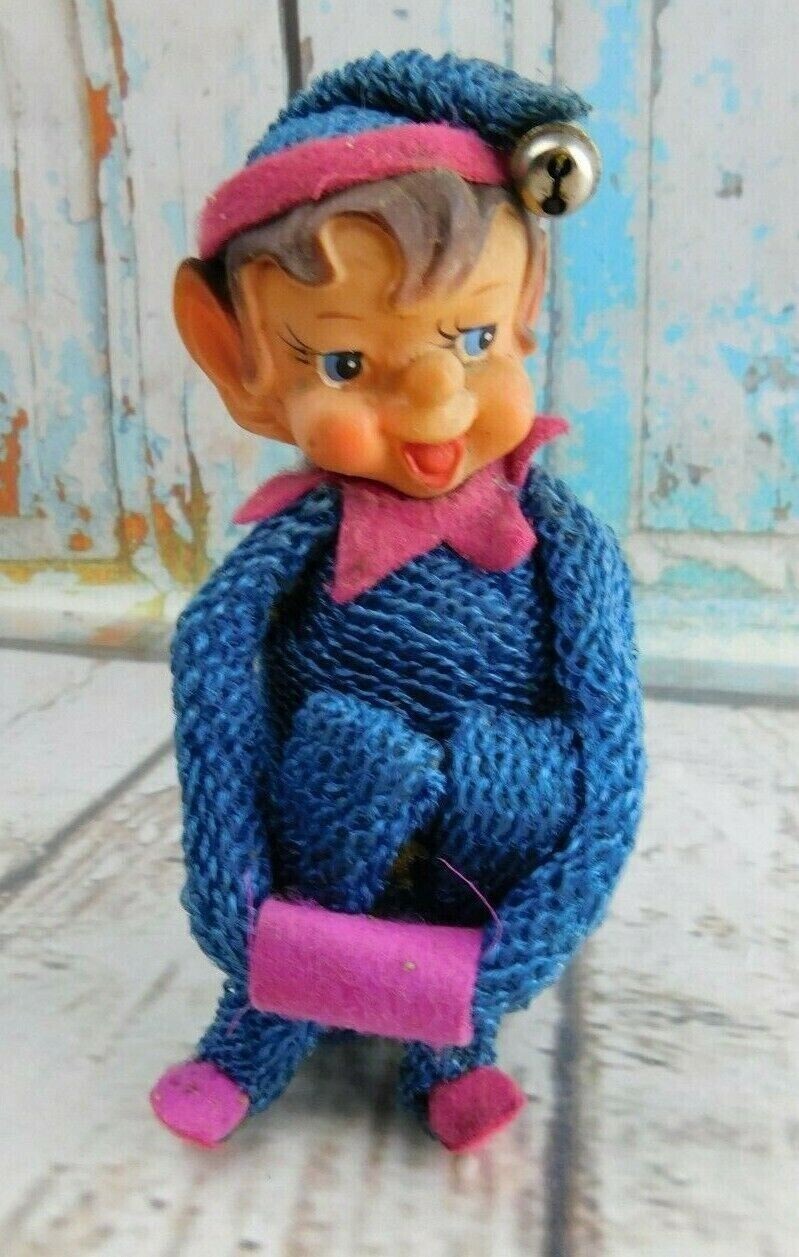 Elf Knee Hugger Christmas Doll Ornament Straw Stuffed 6" Sitting ...