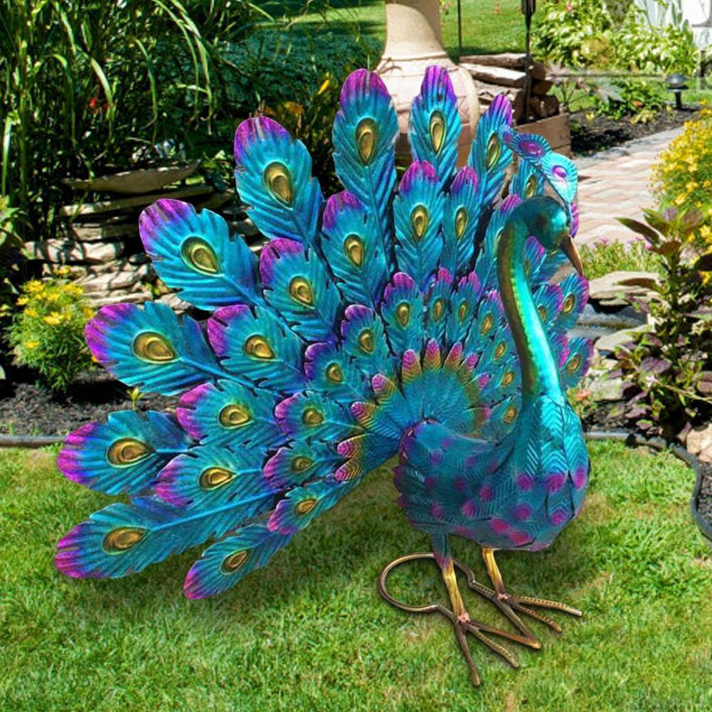 Peacock Outdoor Sculpture Peaceful Peacock Statue With High Power