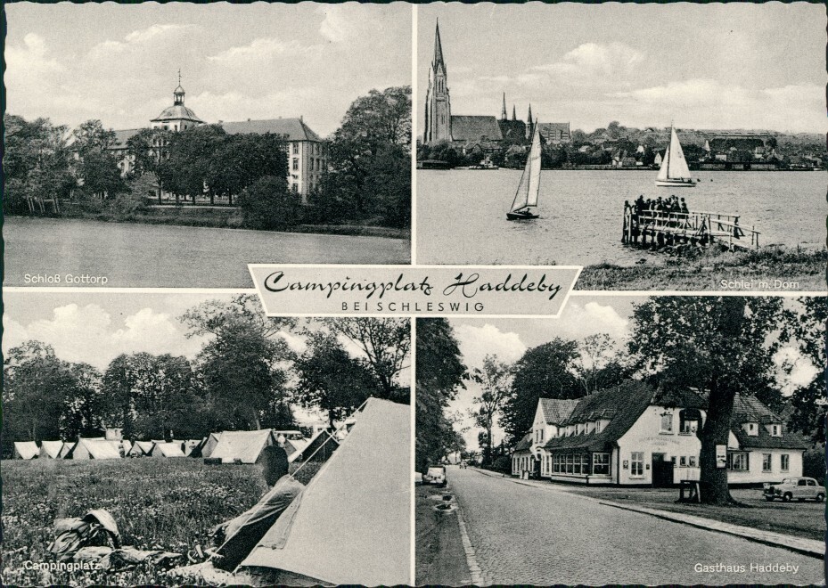 Ansichtskarte Schleswig (Sleswig/Slesvig) 4 Bild Campingplatz Haddeby ...