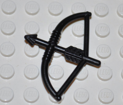 LEGO PARTS - 1X BLACK MINIFIGURE WEAPON BOW/LONG BOW WITH ARROW DRAWN ...