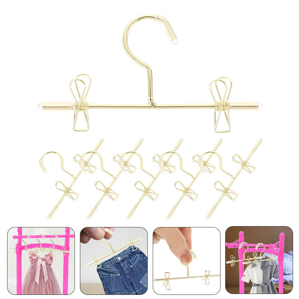 3 Pieces Mini Hanger Iron Baby Doll Para Mujer Clothes Rack Houses | eBay