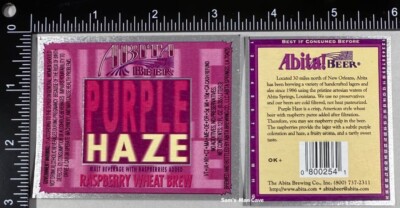 Anita Purple Haze Raspberry Wheat Beer Label - LOUISIANA | eBay